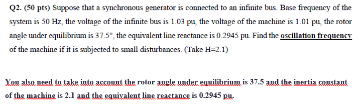 Solved Q2. (50 ﻿pts) ﻿Suppose that a synchronous generator | Chegg.com