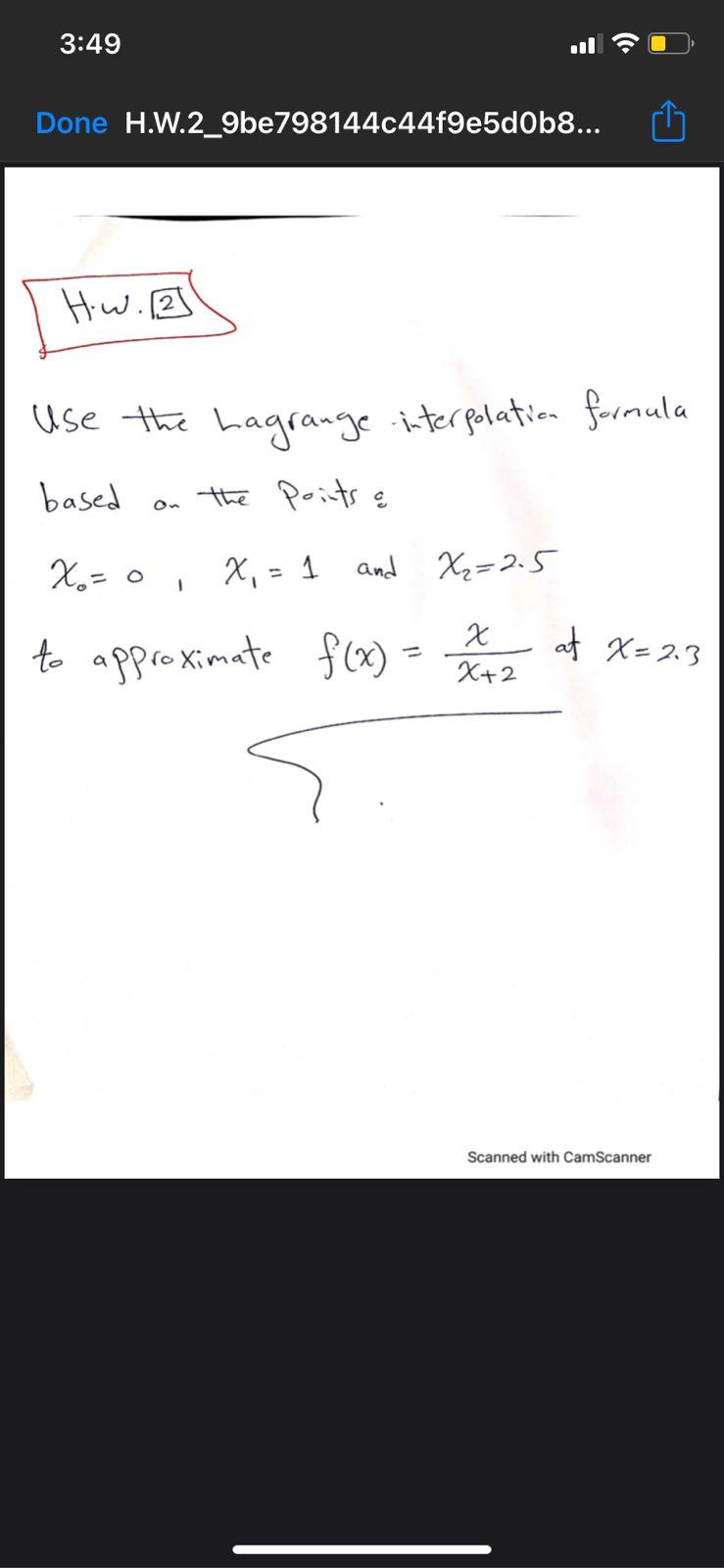 Solved 3:49 Done H.W.2_9be798144c44f9e5d0b8... Hw.al Use the | Chegg.com