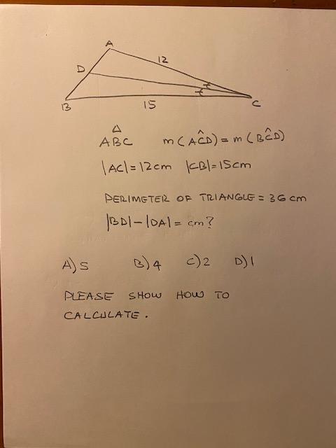 Solved 12 13 15 ABC mCAC) = m (BCA) \Acl= 12cm KBl=15cm | Chegg.com