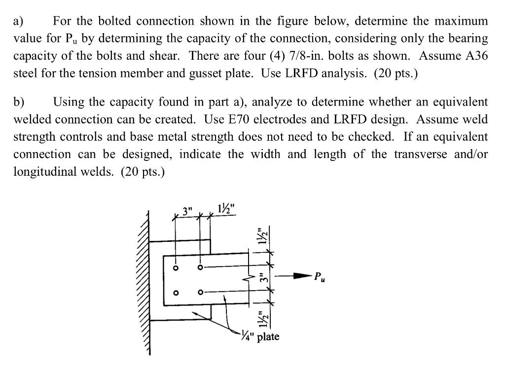 Solved a) For the bolted connection shown in the figure | Chegg.com