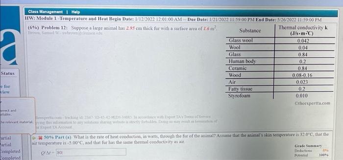 Solved a Class Management | Help HW: Module 1 Temperature | Chegg.com