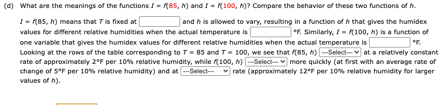 Solved The temperature-humidity index I (or humidex, for | Chegg.com