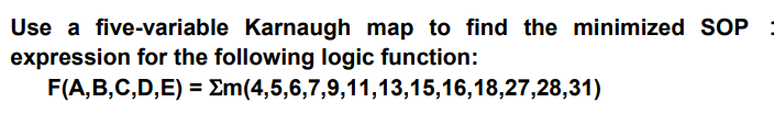 Solved Use a five-variable Karnaugh map to find the | Chegg.com