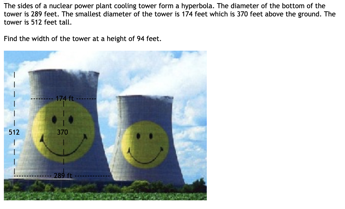 Solved The sides of a nuclear power plant cooling tower form | Chegg.com