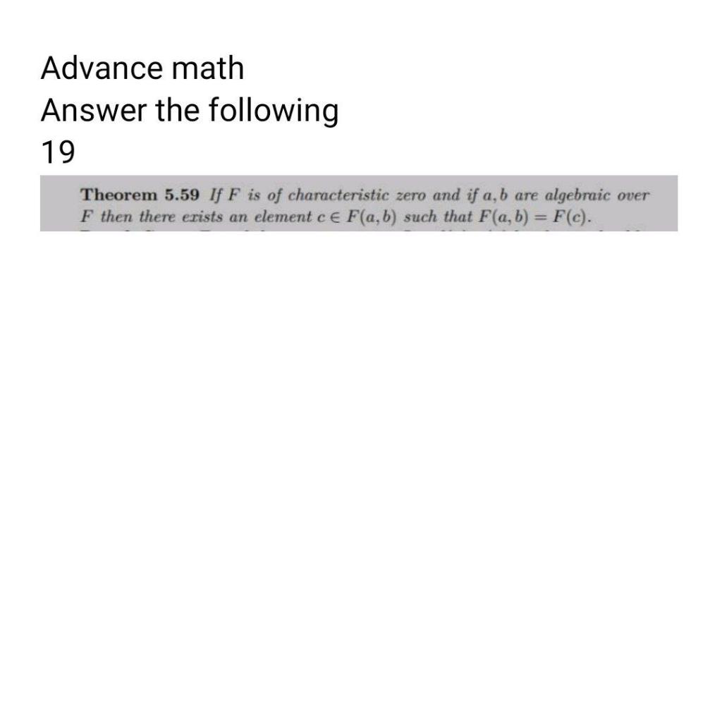 Solved Advance math Answer the following 19 Theorem 5.59 If | Chegg.com