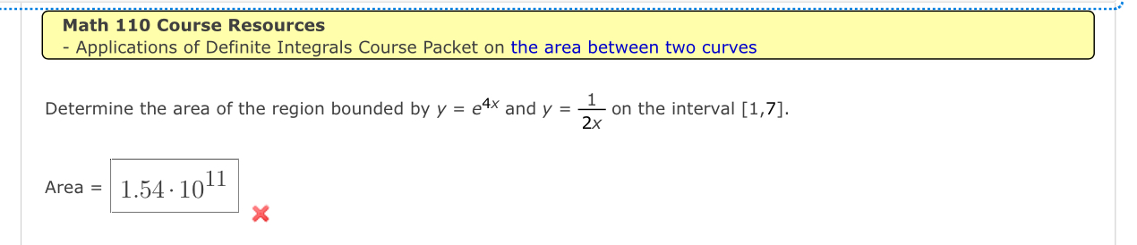Solved Math 110 ﻿Course ResourcesApplications of ﻿Definite | Chegg.com