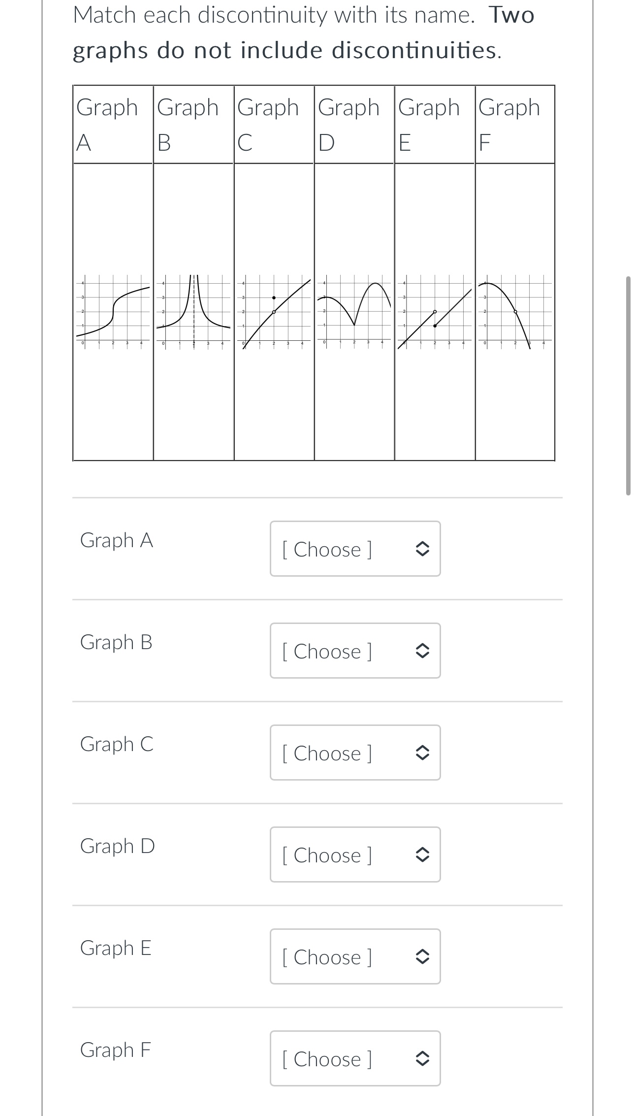 Match each discontinuity with its name. Two graphs do | Chegg.com