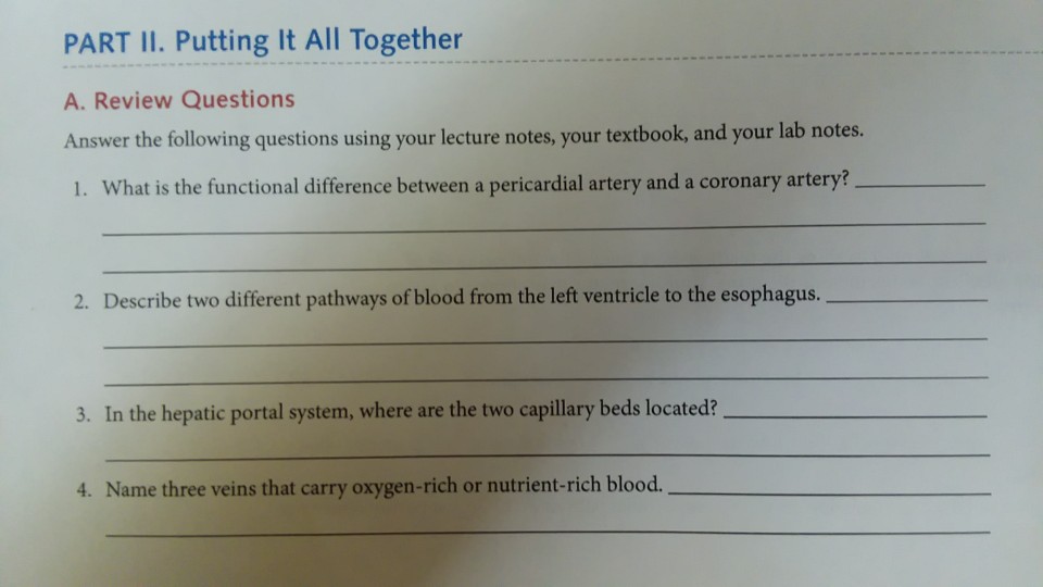 Solved PART II. Putting It All Together A. Review Questions | Chegg.com