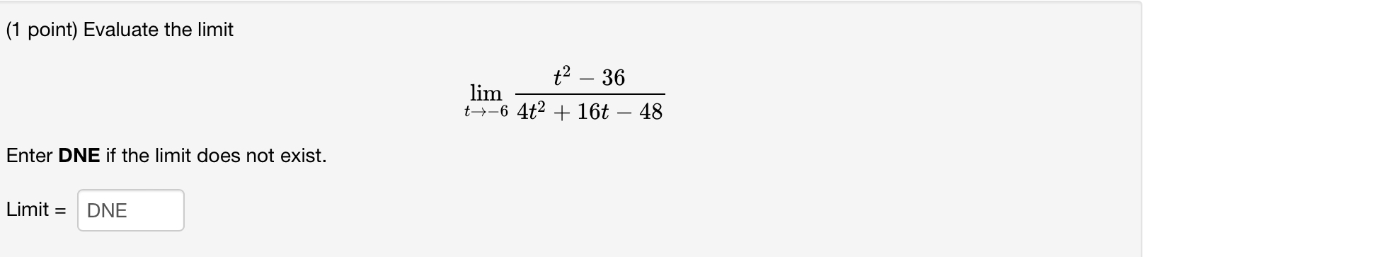 Solved (1 ﻿point) ﻿Evaluate the | Chegg.com
