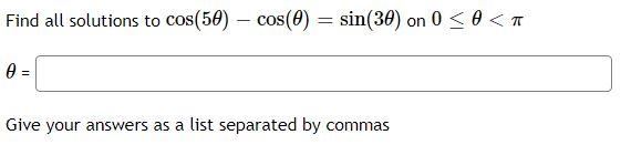 Solved Find all solutions to cos(50) - cos(O) = cos(50) - | Chegg.com