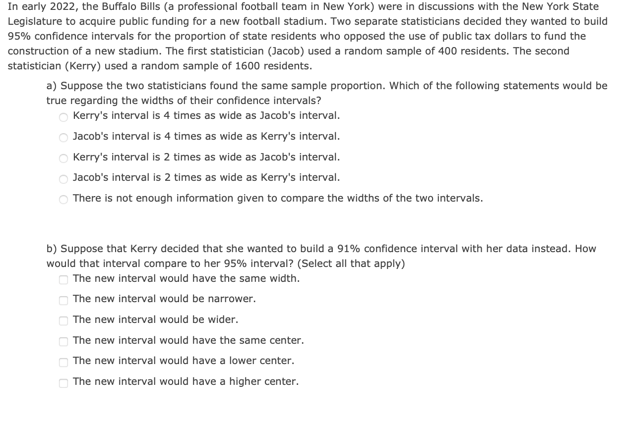 Solved n early 2022, the Buffalo Bills (a professional | Chegg.com