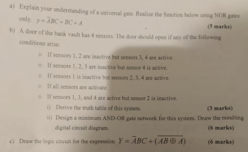 Solved a) Explain your understanding of a universal gate. | Chegg.com