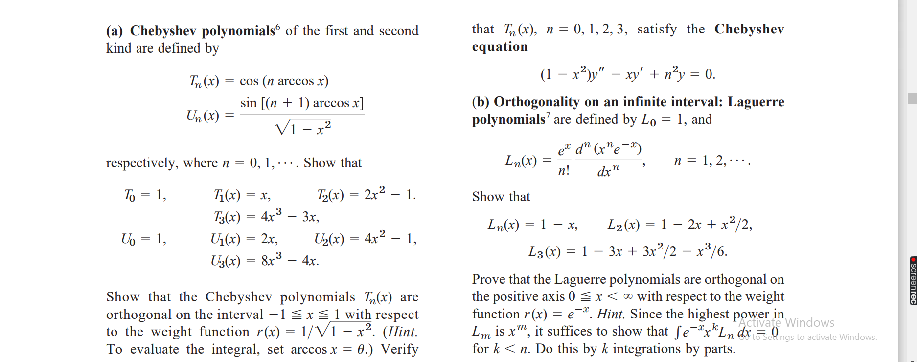 Solved TEAM PROJECT. Special Functions. Orthogonal | Chegg.com