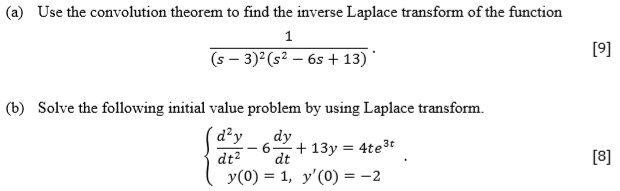 Solved (a) Use the convolution theorem to find the inverse | Chegg.com