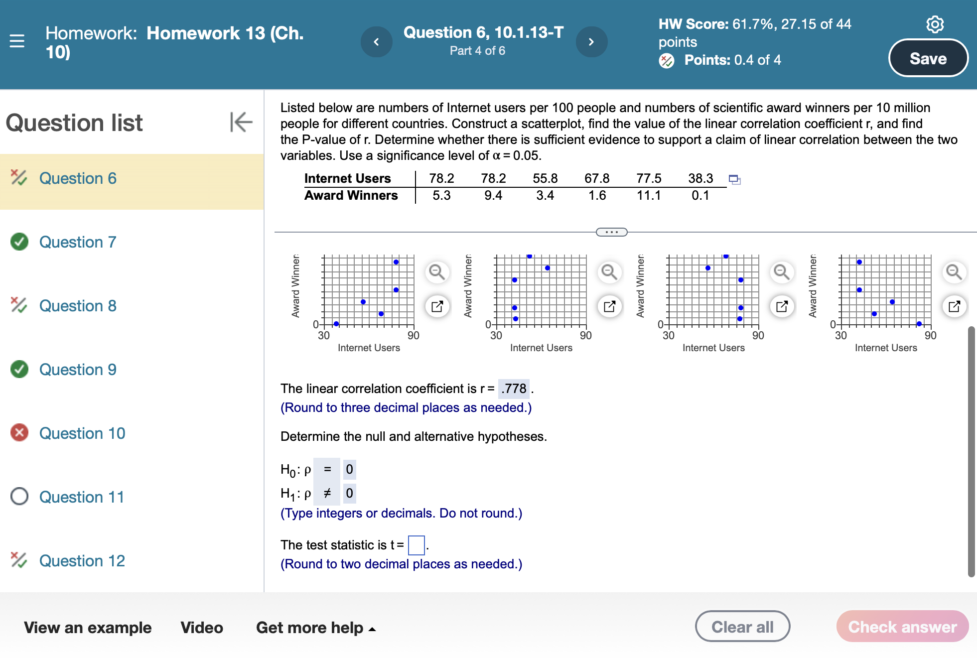 Solved Homework: Homework 13 (Ch. Question 6, 10.1.13-T HW | Chegg.com