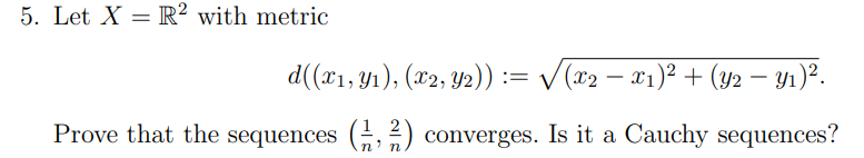 Solved Let X=R2 with metric | Chegg.com