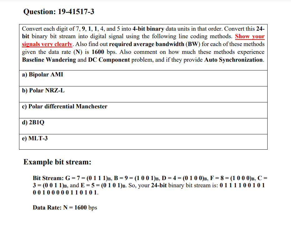 Solved Question: 19-41517-3 Convert each digit of 7, 9, 1, | Chegg.com