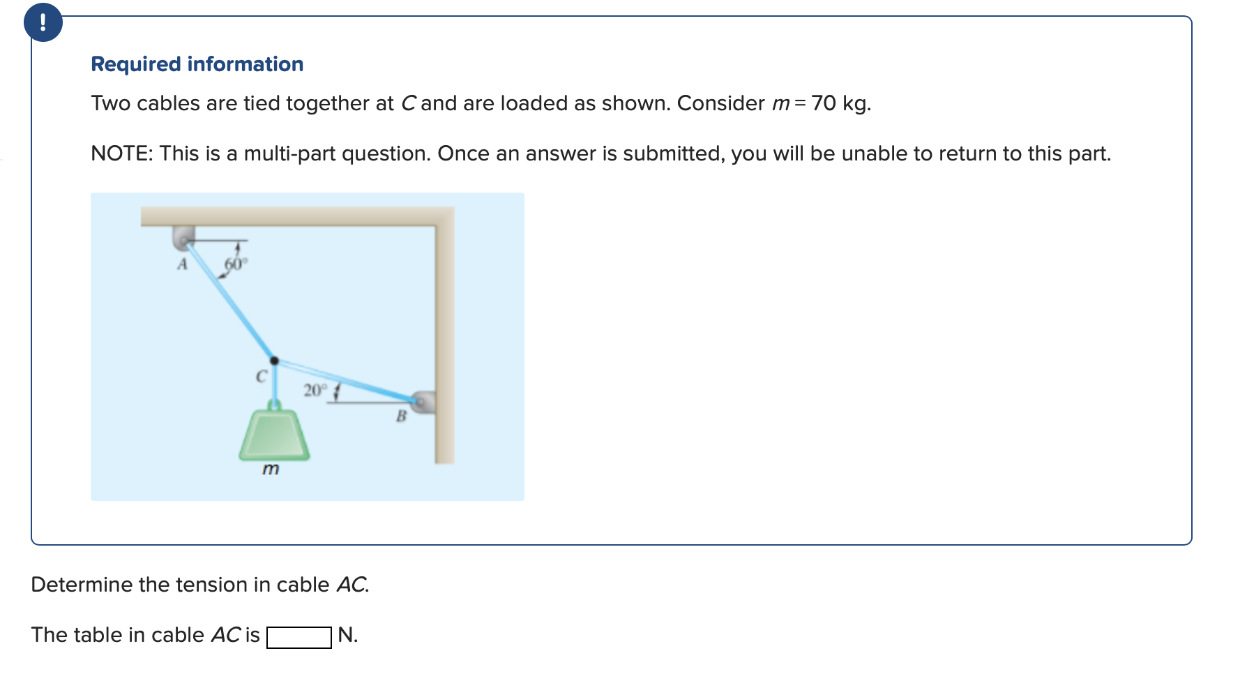 Solved ! Required information Two cables are tied together | Chegg.com