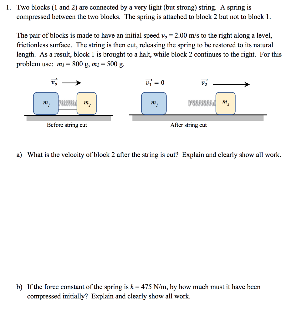 Solved 1. Two blocks (1 and 2) are connected by a very light | Chegg.com