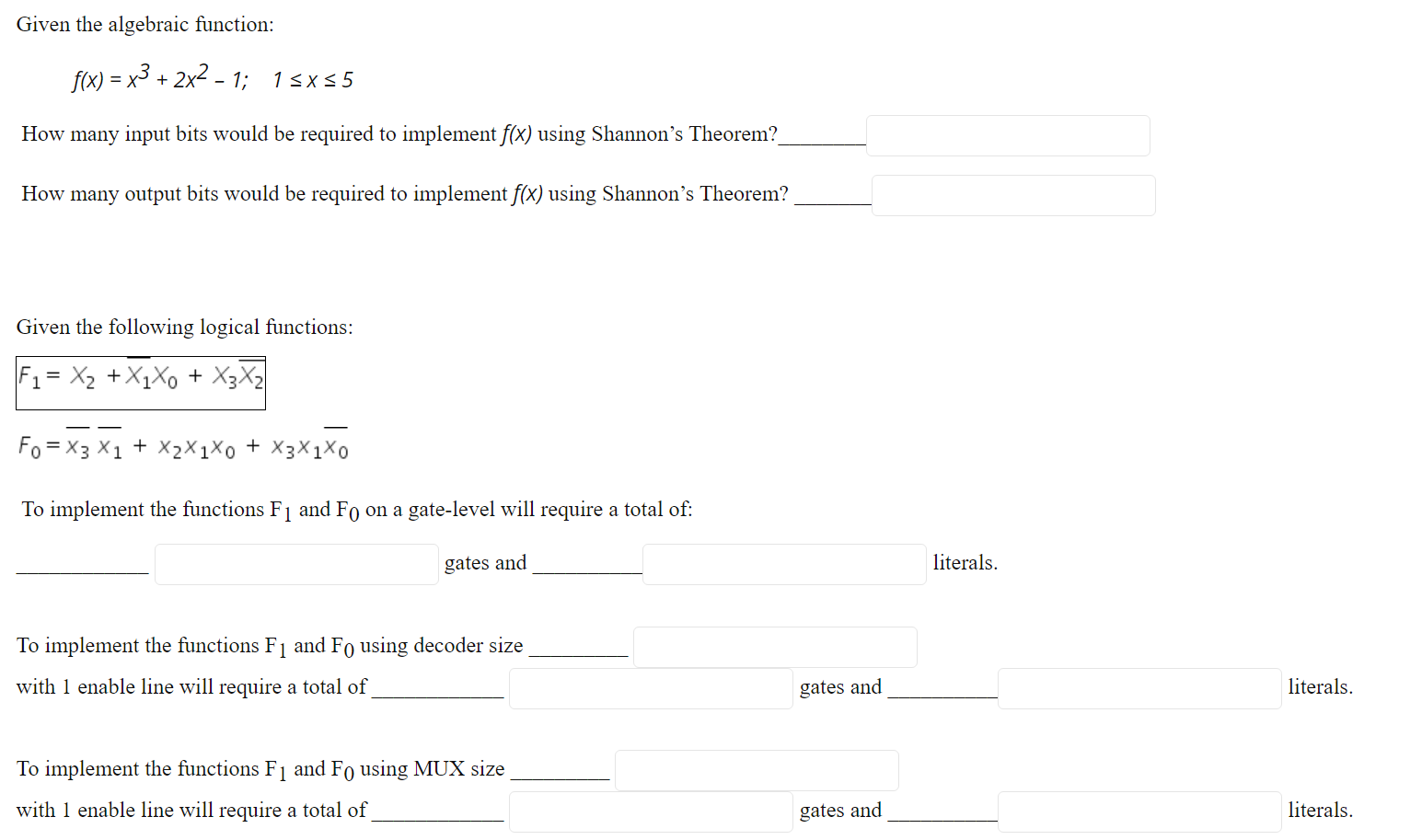 Solved Given the algebraic function: f(x) = x3 + 2x2 - 1; | Chegg.com