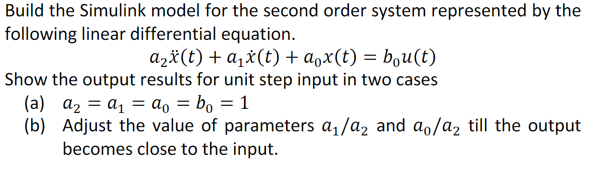 Solved Build the Simulink model for the second order system | Chegg.com