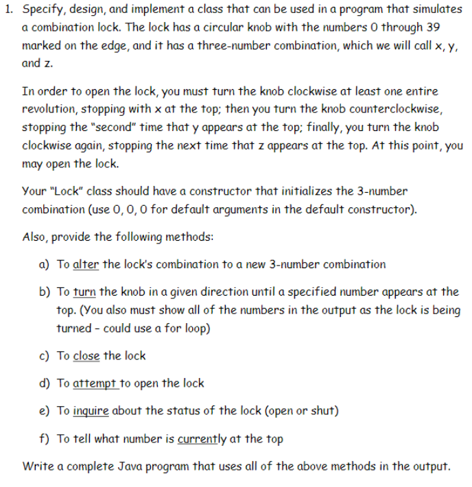 Solved 1. LockADT - Show the interface and all abstract | Chegg.com
