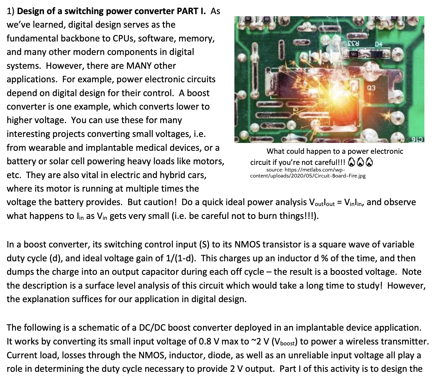 Solved 1) Design of a switching power converter PART I. As | Chegg.com
