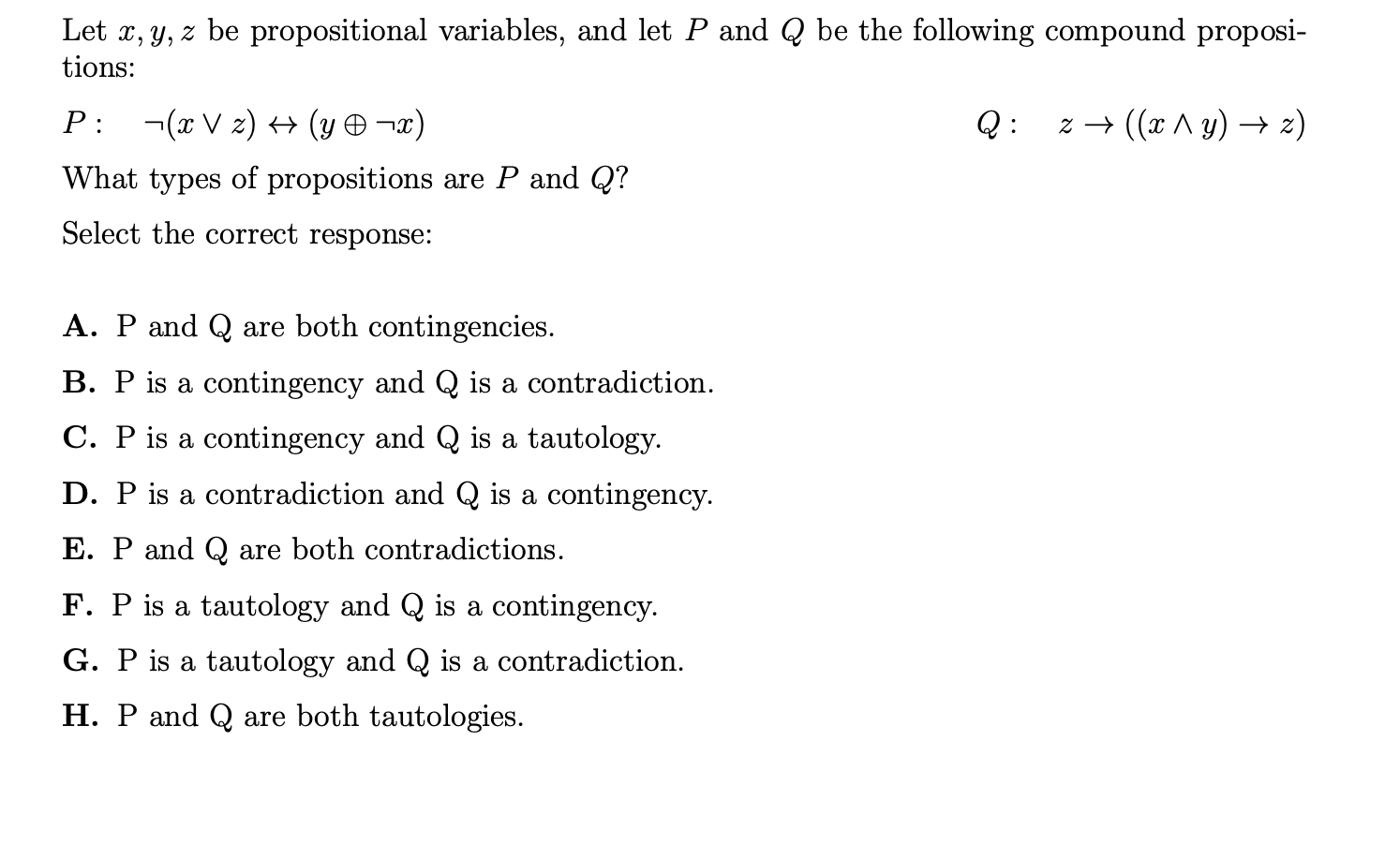 Solved Let x, y, z be propositional variables, and let P and | Chegg.com