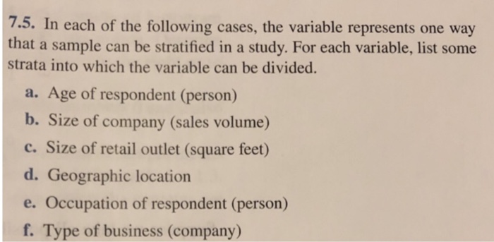 Solved 7.5. In each of the following cases, the variable | Chegg.com