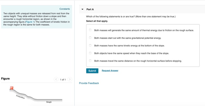 Solved Constants Part A Two objects with unequal masses are | Chegg.com Solved Constants Part A Two objects with unequal masses are | Chegg.com
