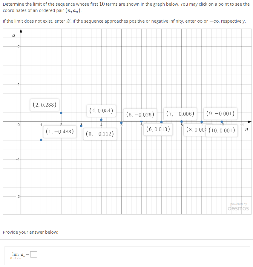 Solved Determine the limit of the sequence whose first 10 | Chegg.com
