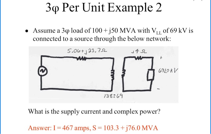Solved 3p Per Unit Example 2 Assume a 3φ load of 100 +j 50 | Chegg.com