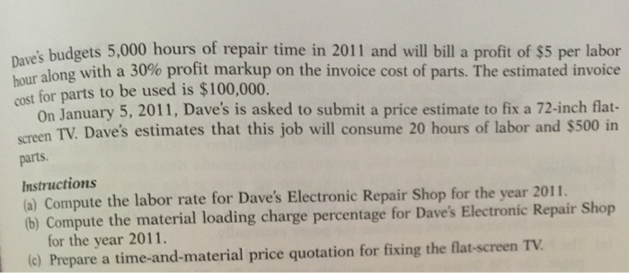 Solved P8-3A Dave's Electronic Repair Shop has budgeted the | Chegg.com