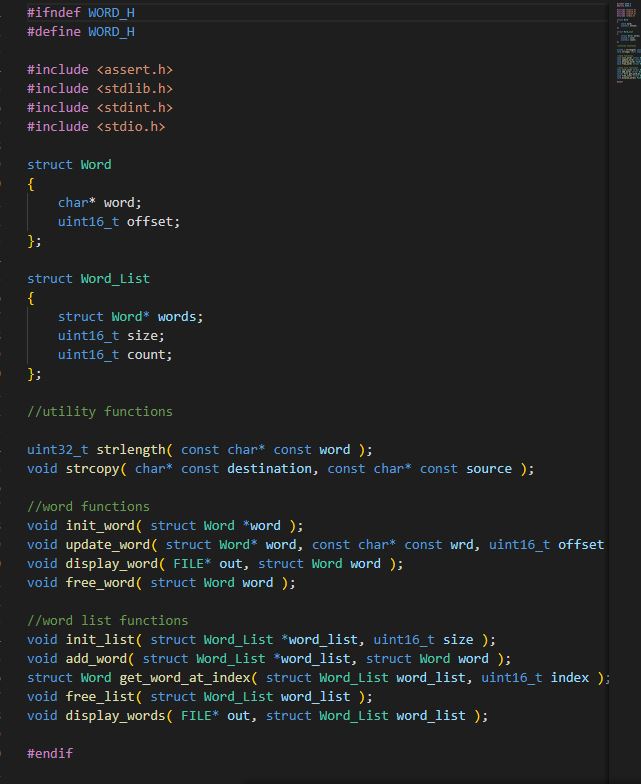 Solved \#ifndef WORD_H \#define WORD_H struct Word \{ char* | Chegg.com
