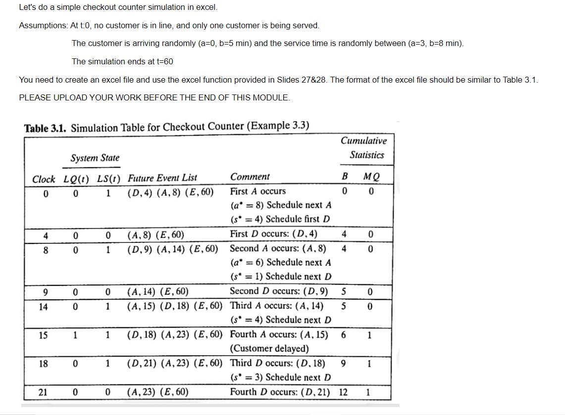 Solved Let's do a simple checkout counter simulation in | Chegg.com