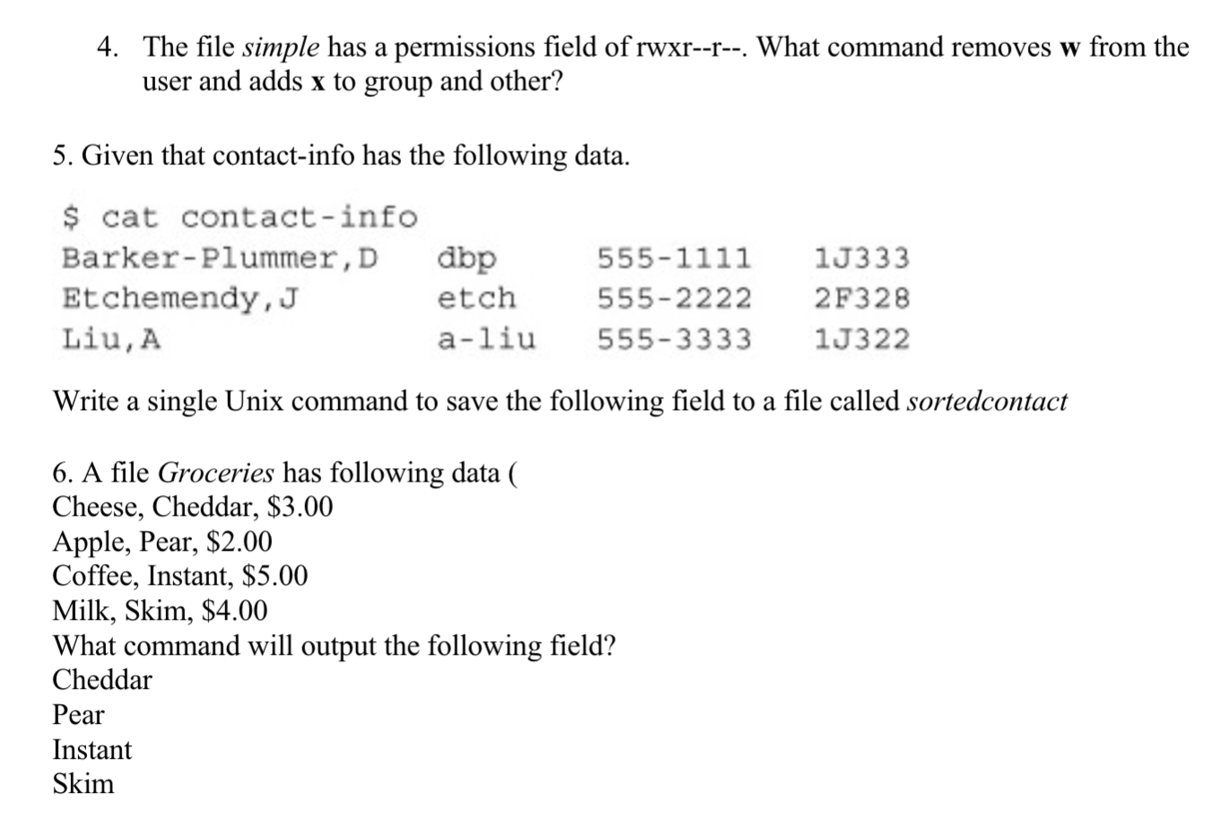 Solved 4. The file simple has a permissions field of | Chegg.com