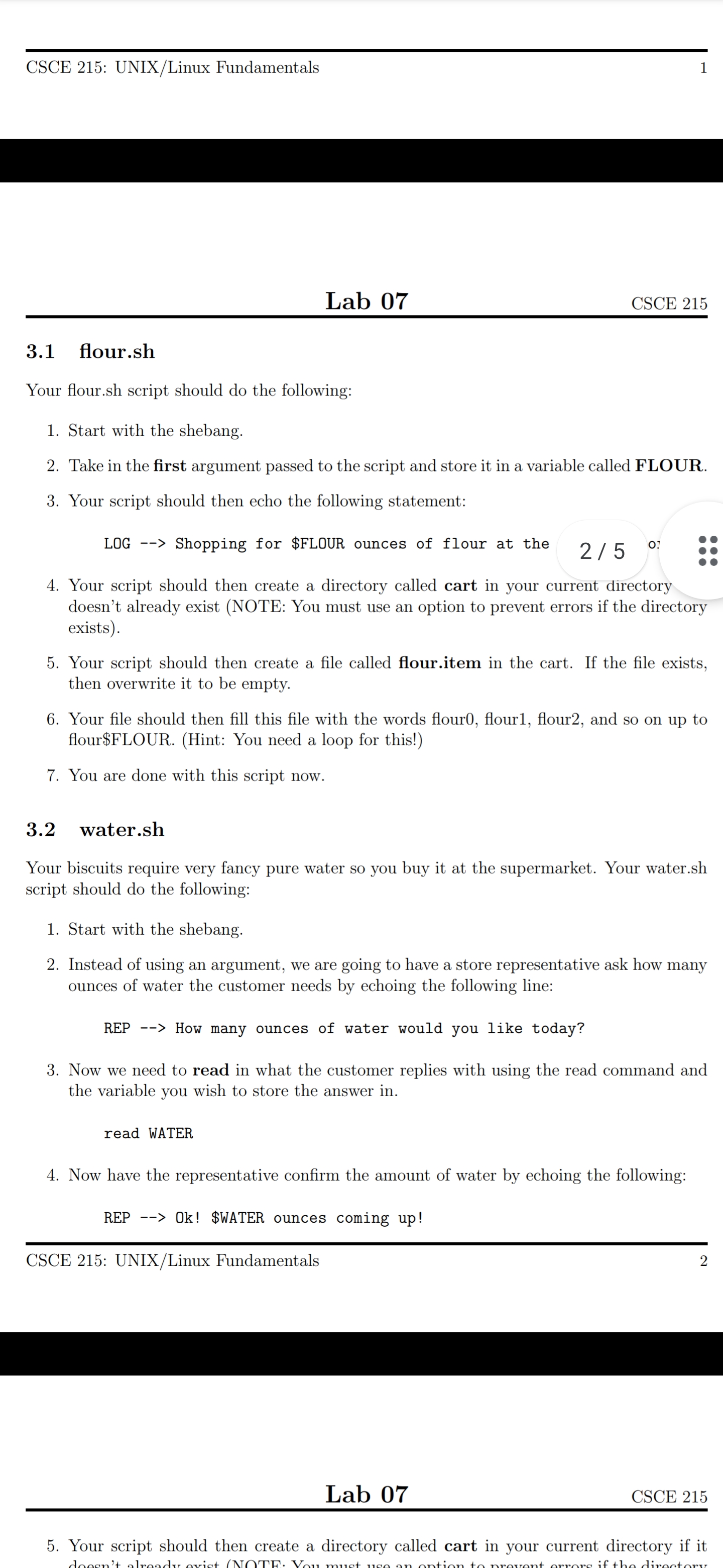 3.1 Hour.sh Your flour.sh script should do the | Chegg.com