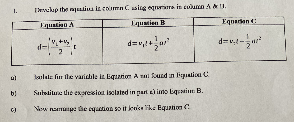 Solved 1. Develop the equation in column C using equations | Chegg.com