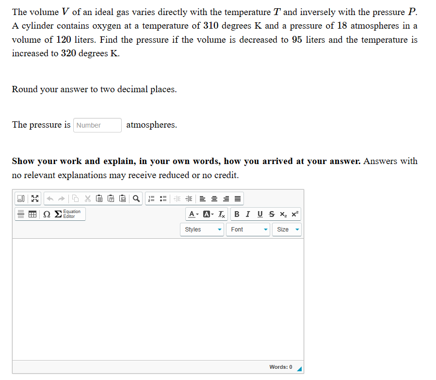 Solved The volume V of an ideal gas varies directly with the | Chegg.com