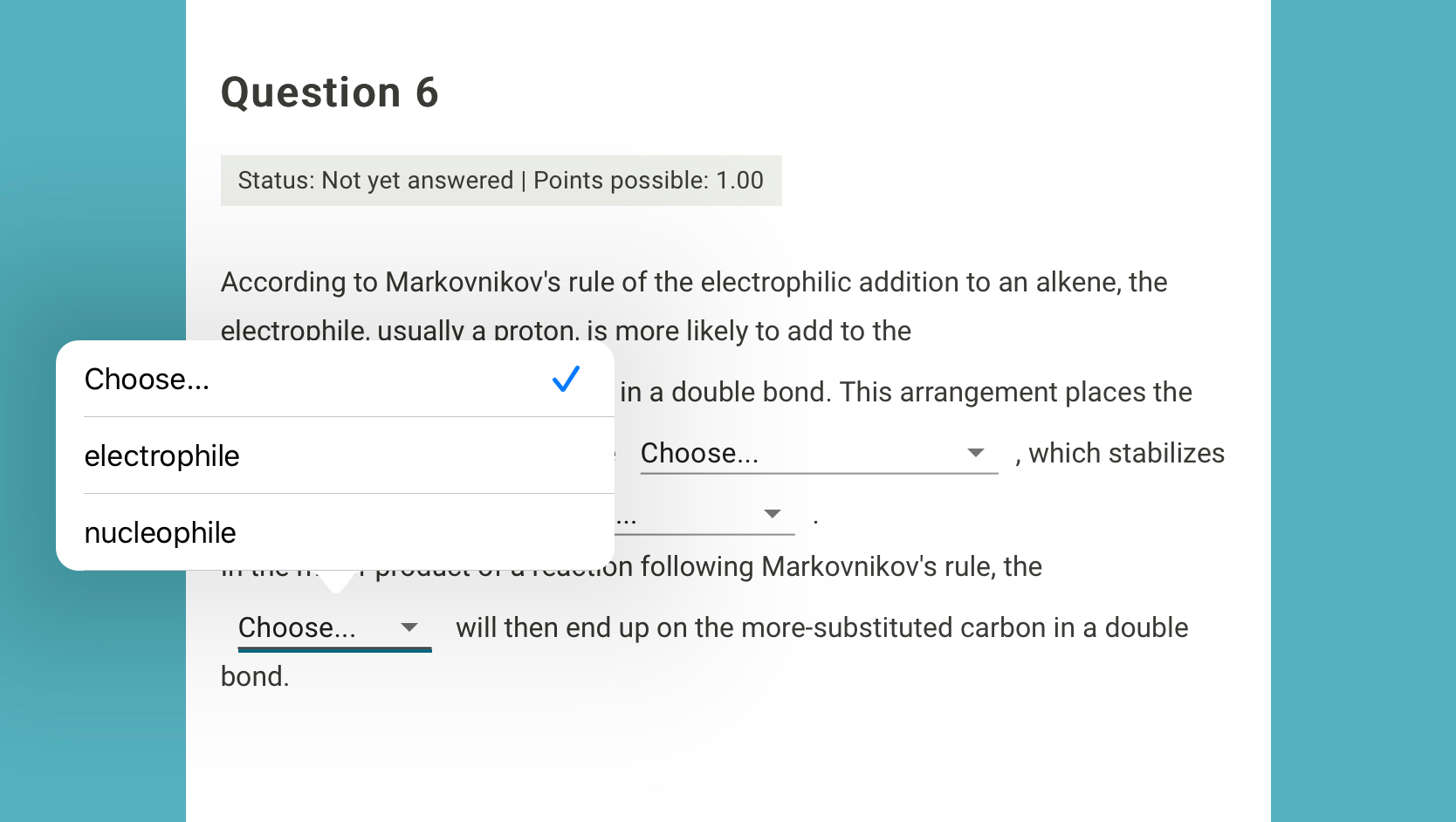 Solved Question 6 Status: Not yet answered | Points | Chegg.com