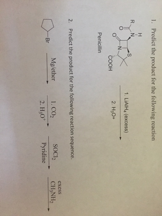 Solved 1. Predict the product for the following reaction | Chegg.com