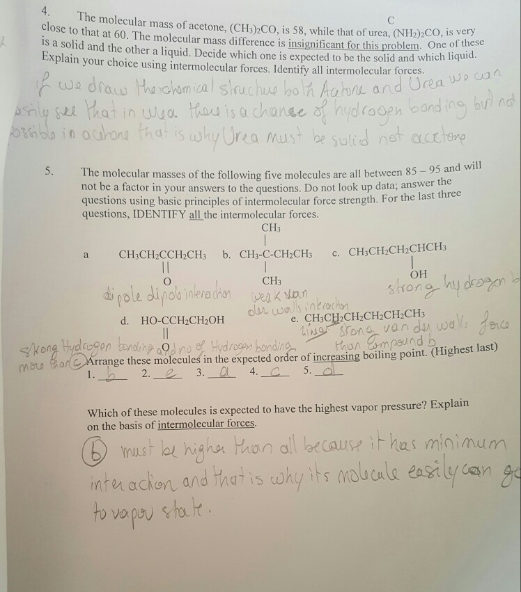 Solved The molecular mass of acetone, (CH32CO, is 58, while | Chegg.com