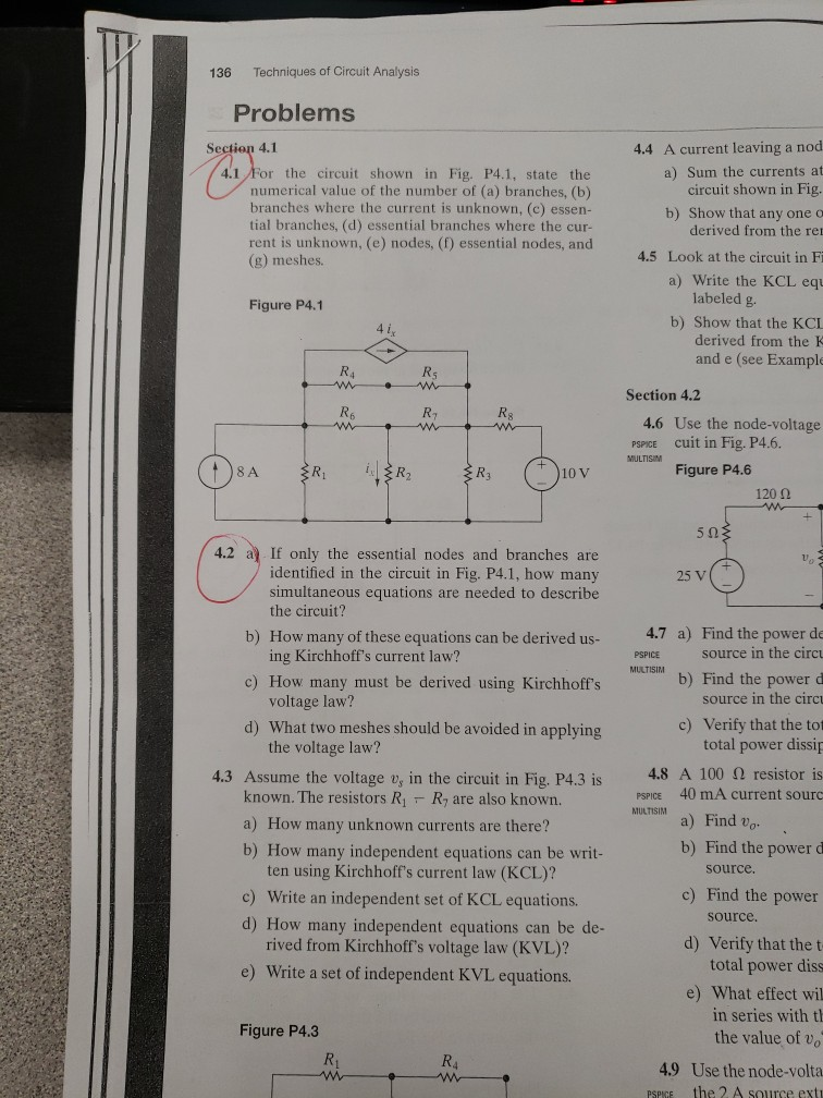 Solved 136 Techniques of Circuit Analysis Problems 4.4 A | Chegg.com