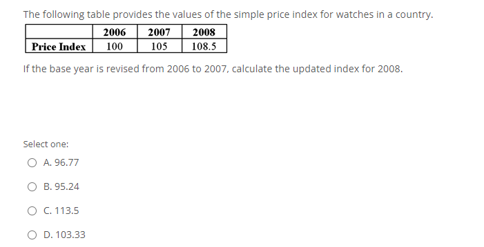 Solved The following table shows the value of CPI for three | Chegg.com