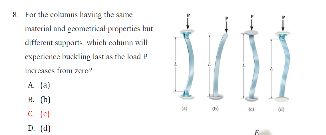 Solved 8. ﻿For the columns having the same material and | Chegg.com