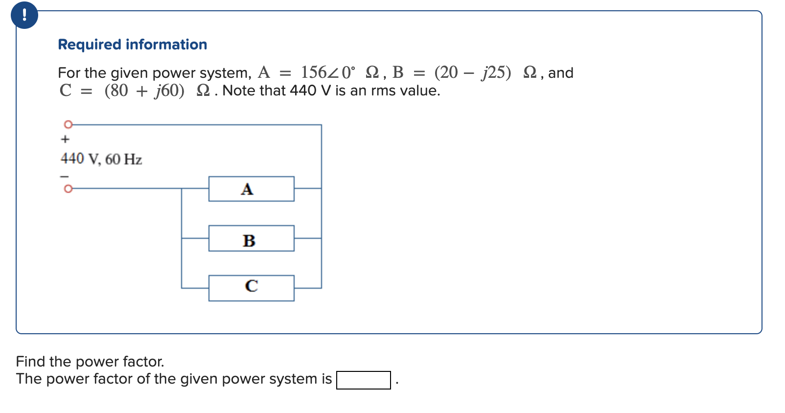 Solved ! Required information For the given power system, A | Chegg.com