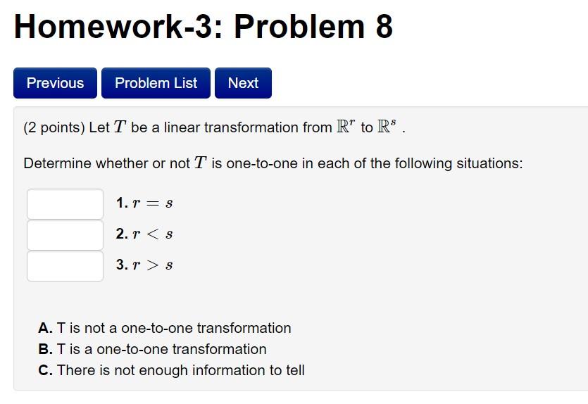 (2 points) Let T be a linear transformation from Rr | Chegg.com