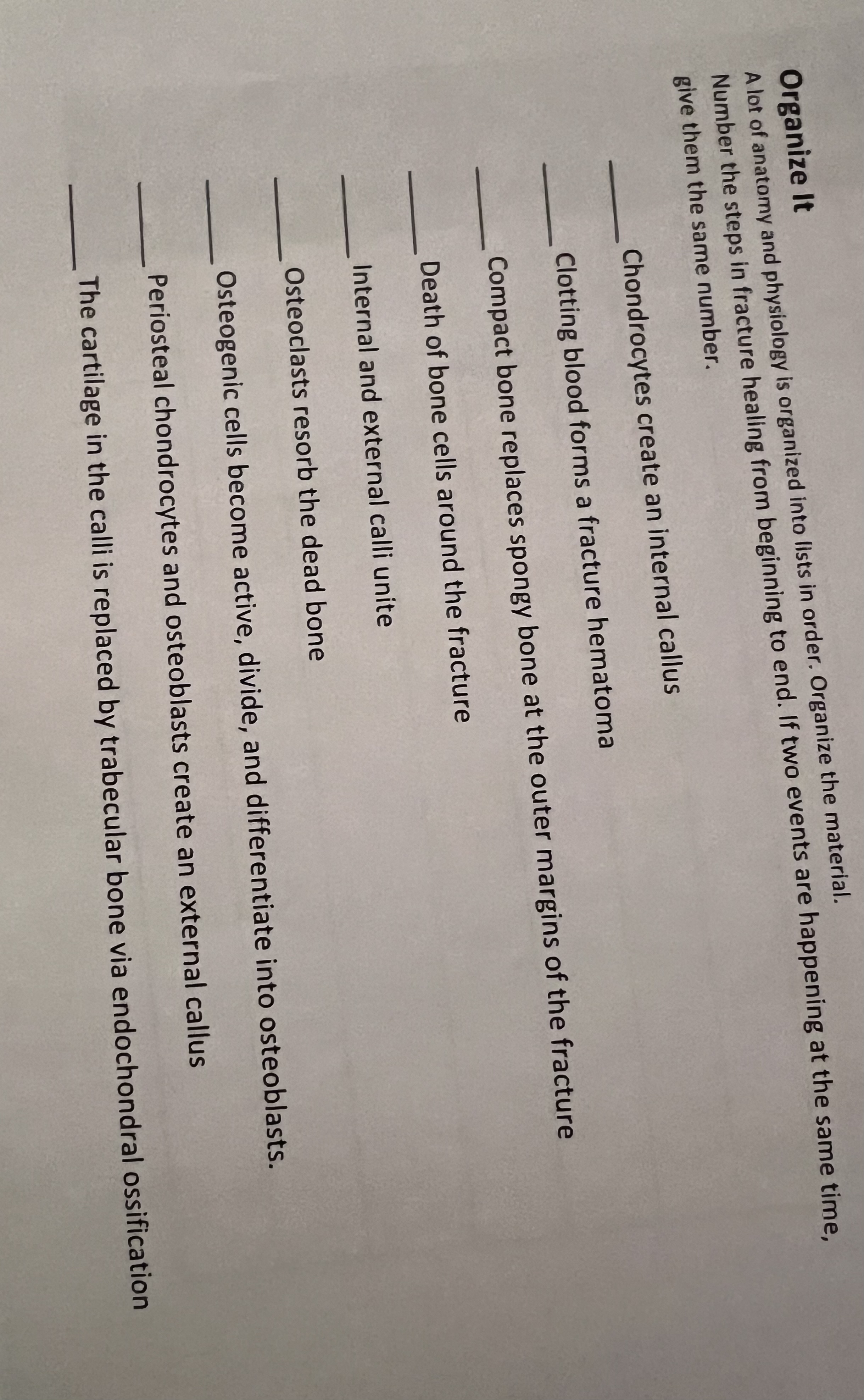 Solved Organize It A lot of anatomy and physiology is | Chegg.com