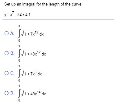 Solved Set up an integral for the length of the curve. + IX | Chegg.com