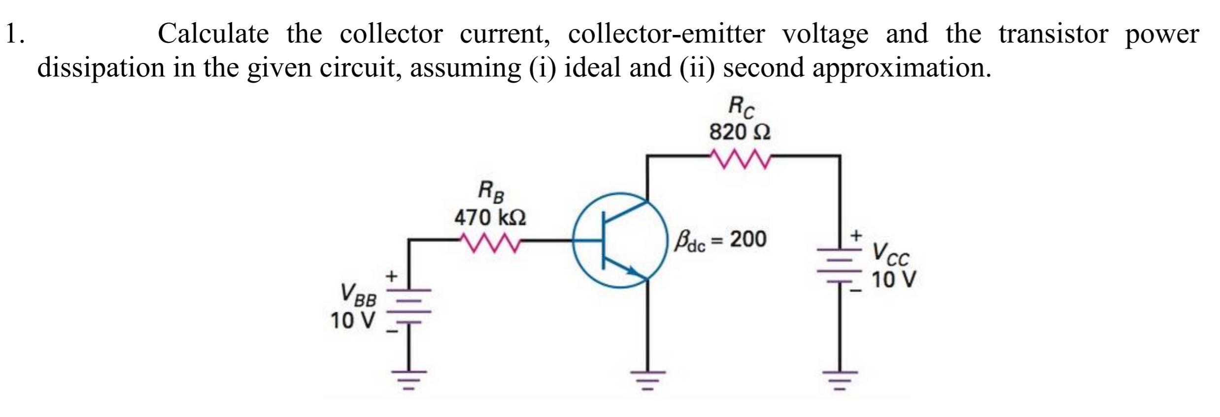 Solved Calculate the collector current, collector-emitter | Chegg.com